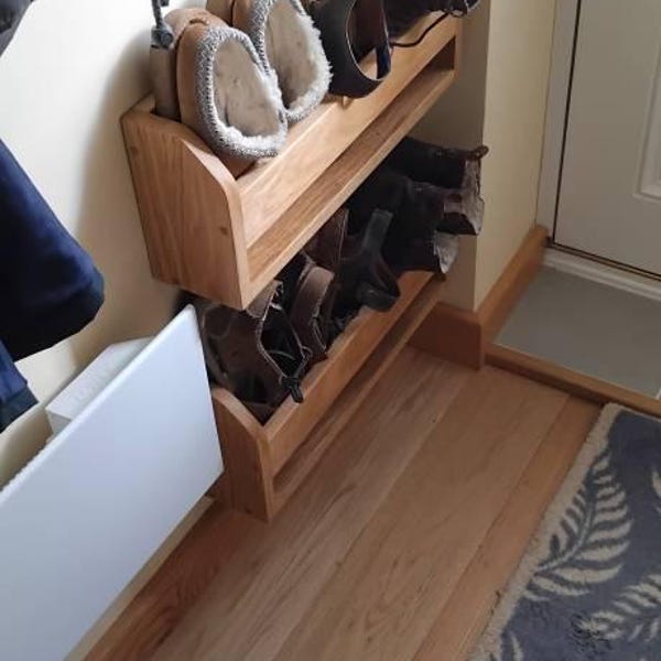Oak Shoe Rack, Shoe Storage, Wooden Shoe Rack, Handmade Shoe Rack, Wall ...