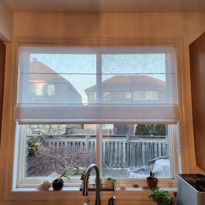 Roman Shade Sheer White Privacy Sheer Roman Shades Soft Faux Linen ...