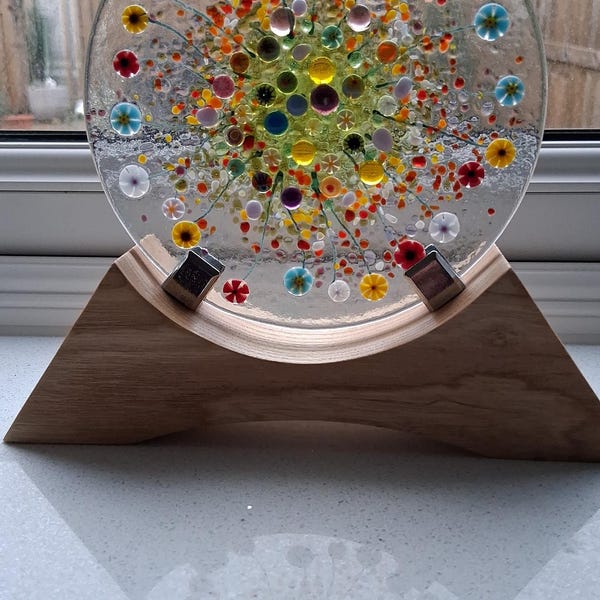 Round Glass Stand, 20 Cm Diameter Glass Stand, Round Glass Wooden Stand ...