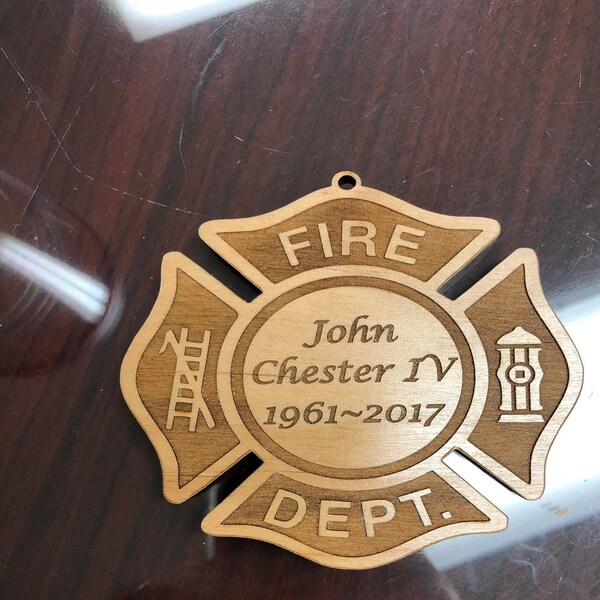 Personalized Wooden Maltese Cross Fire Dept Christmas Ornament - Etsy
