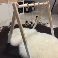 Wooden Baby Gym With Three Hangers Hanging Toys Activity Gym Baby Toy ...