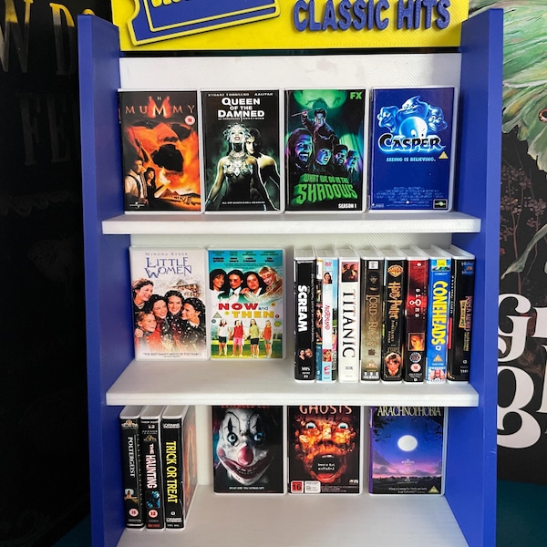 Miniature VHS Rental Shelf and Movies - 80s 90s Nostalgia - Mini Horror ...