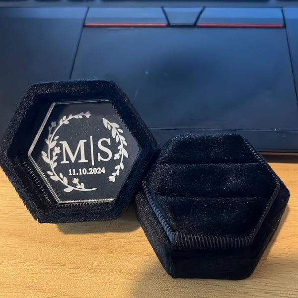 Personalized Velvet Ring Box, Wedding Ring Box, Engagement Ring Box ...