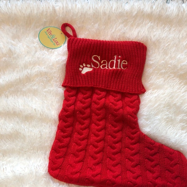 Knit Stocking, Cable Knit Monogram Stocking, Monogram Christmas ...