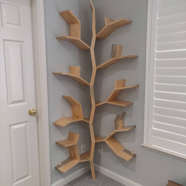 Wooden Tree Bookcases, Decorative Rustic Tree Branch Bookshelves, Book ...
