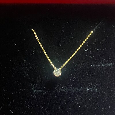 Attached Diamond on Chain, 14kt Gold Diamond Necklace, Diamond ...