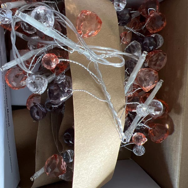 Graphite and Amber Crystal Light Garland - Etsy UK