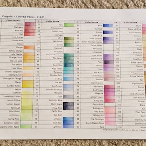 120 Colors 1 Page DIY Blank Color Chart /swatch Sheet Digital Download ...