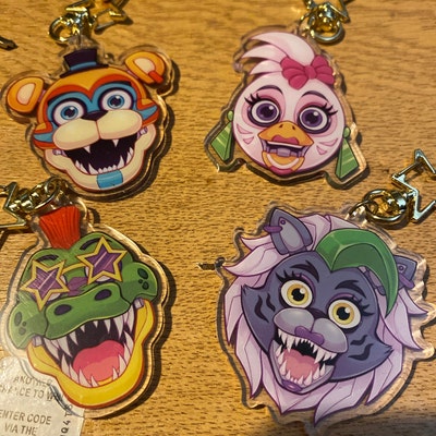 FNAF Security Breach Keychains Glamrock / Shattered Freddy, Monty ...
