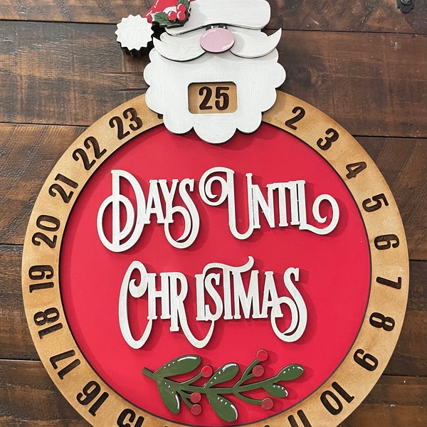 Santa Christmas Countdown Laser Cut File, Christmas Santa Countdown SVG ...
