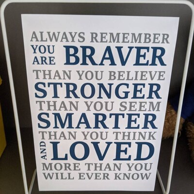 Always Remember You Are Braver, Typography Wall Art, Framed Posters ...