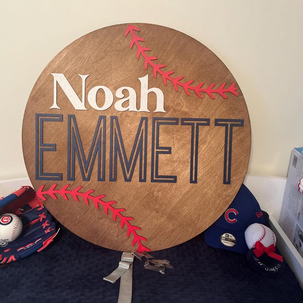 Baseball Nursery Name Sign, Round Name Sign, Sports Nursery, Boy Name ...