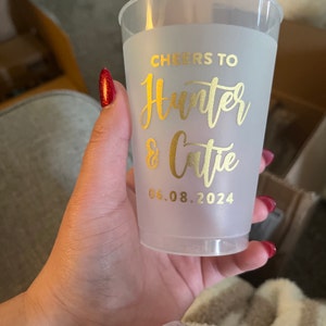 Engagement Stadium Cups, Modern Engagement 16oz Stadium Plastic Cups ...