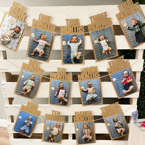 First Birthday Monthly Photo Banner, Milestone Banner Birthday High ...