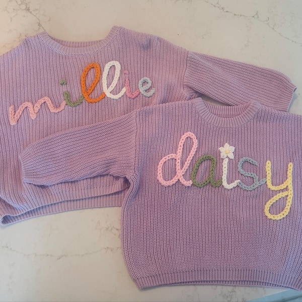 Hand Embroidered Name Sweater, Personalized Newborn Baby Name Sweater ...