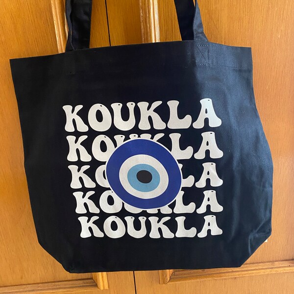 Greek Koukla Eco Tote Bag | Funny Greek Evil Eye Organic Tote Bag ...