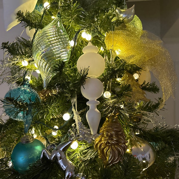 Set of 6 Mercury Glass Finials, Hand Blown Glass Christmas Ornaments - Etsy