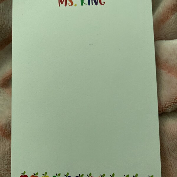 Teacher Rainbow Apple Notepads, Notes, Personalized Stationary, Custom ...