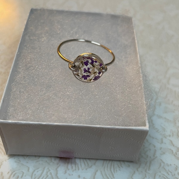 Real Flower Ring/resin Ring/pressed Flower Resin Ring/plant Ring ...