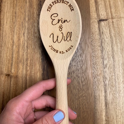 Wood Mixing Spoon the Perfect Mix Personalized Name Wedding Gift Laser ...
