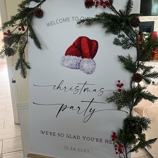 Modern Christmas Party Welcome Sign Template, Printable Christmas Party ...
