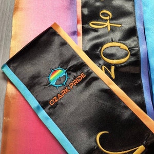 Custom Embroidered Sash/ Monotype Corsiva Font - Etsy