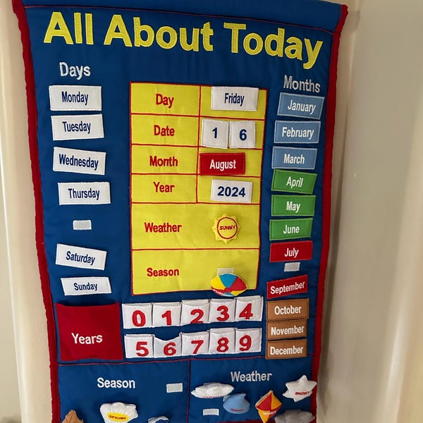 All About Today Kids Cloth Calendar by Pockets of Learning ...