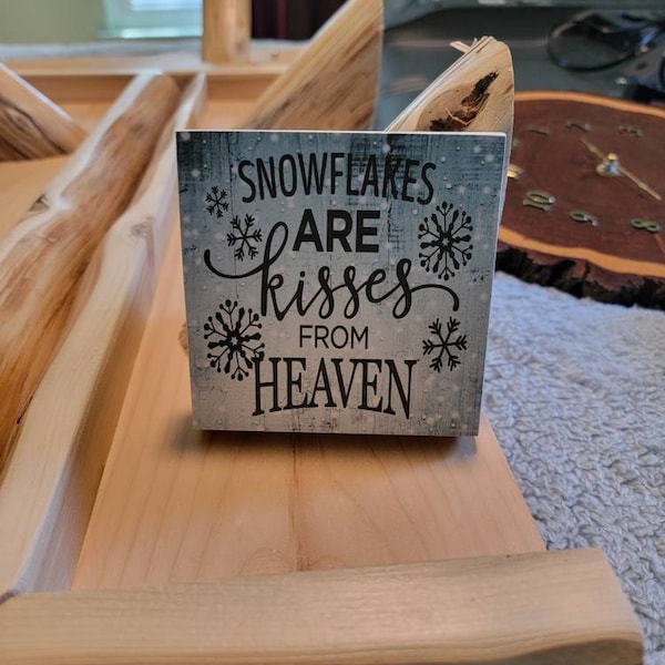 Winter Christmas Sign / Snowflakes Are Kisses From Heaven / Winter Sign ...