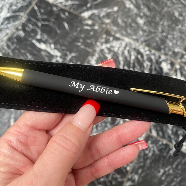 Personalised Gold and Black Retractable Ballpoint Pen, Gift for Him ...