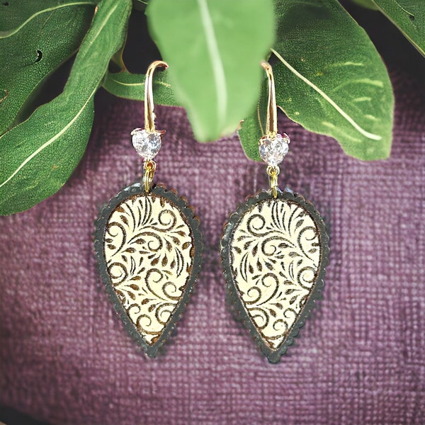 Western Teardrop Laser Engraved Earrings DIGITAL FILE - Etsy