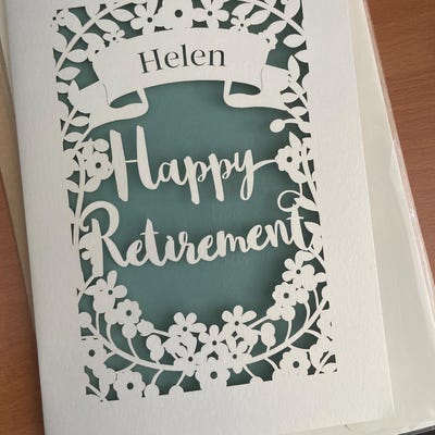 Personalised Papercut Retirement Card, Laser Cut on Your Retirement ...