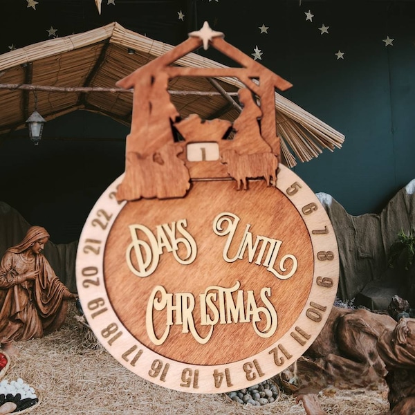 Nativity Christmas Countdown Laser Cut File, Christmas Nativity ...