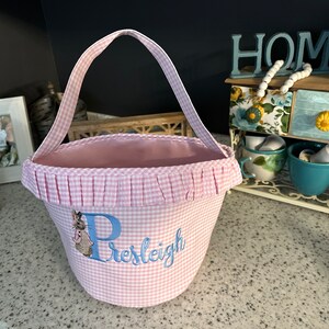 Personalized Embroidery Peter Rabbit Easter Basket Seersucker Storage ...
