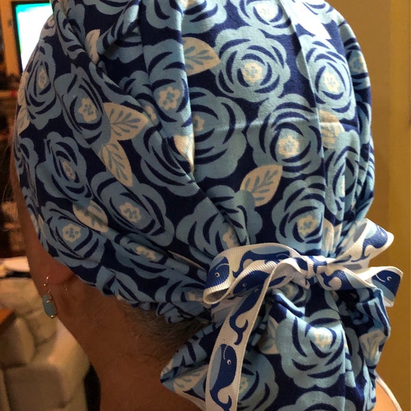 Scrub Hat Tutorial DIY, Scrub Cap Ponytail, Bouffant Surgical Scrub Cap ...