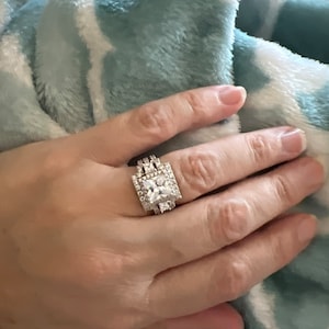 4 Ct Princess Cut Wedding Ring Set Engagement Ring Wedding Band Diamond ...