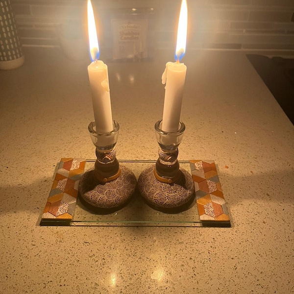 Shabbat Candlestick Holder & Matchbox, Handmade, Judaica, Personalized ...
