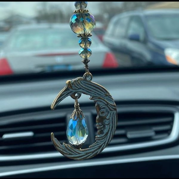 Half Moon Car Rearview Ornament Crescent Moon Celestial Pendant - Etsy