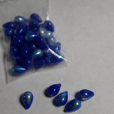 6x9mm Montana Blue Teardrops Czech Glass Blue Drop Top - Etsy