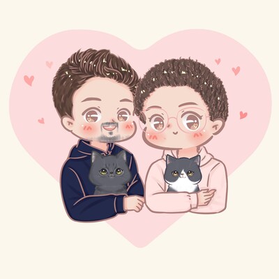 Custom Cute Chibi Portrait Commission Personalized Anime Cartoon Art ...