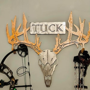 Metal Deer Skull Bow Rack With Custom Name Plate or Logo - Etsy
