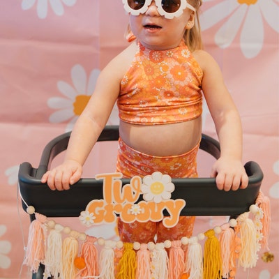 Two Groovy Birthday Outfit, Toddler Crop Top,groovy Girl Outfit, Floral ...