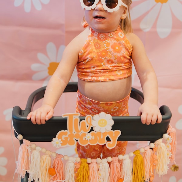 Two Groovy Birthday Outfit, Toddler Crop Top,groovy Girl Outfit, Floral ...