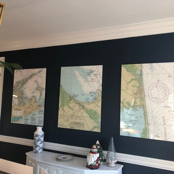 CUSTOM Nautical Map / Chart - Printed on Canvas, Acrylic, or Metal ...