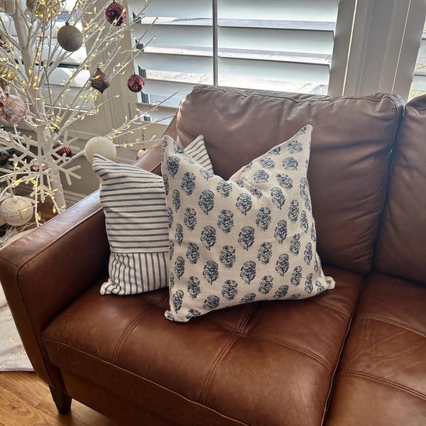 Vintage Grain Sack Style Blue Ticking Stripes, Country Rustic Farmhouse ...