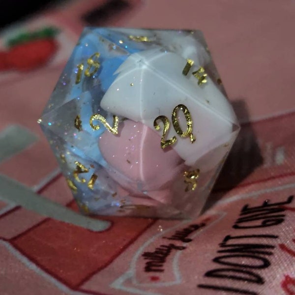 Pearl of the Abyss - 35mm D20 Chonk, Hand Painted Dice, Ocean Dice ...
