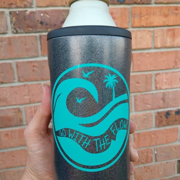 Go With the Flow Wave Vinyl Decal - Vinyl Sticker, Car Window Decal ...