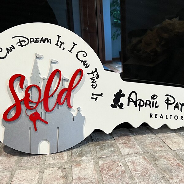 Real Estate Skyline Key Sign, 3D Realtor Closing Sign, Sold Real Estate ...