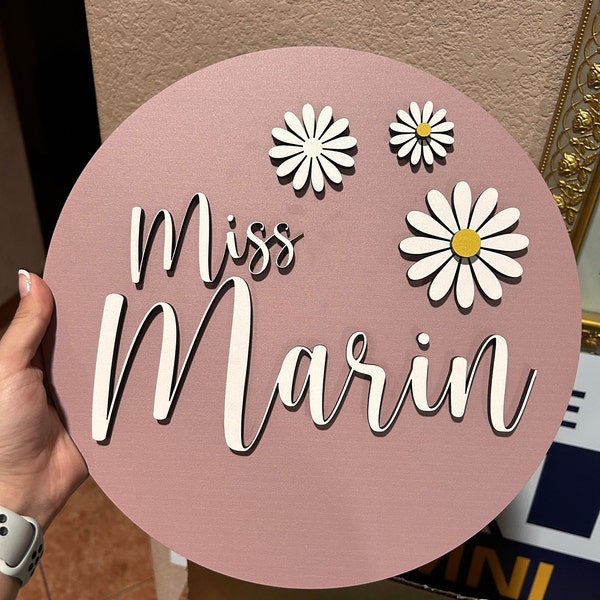 Teacher Name Sign, Teacher Appreciation Gift, Round Teacher Sign, Door ...