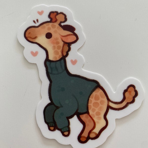 Turtleneck Giraffe Sticker / Cute Animal Sticker / Laptop Sticker ...