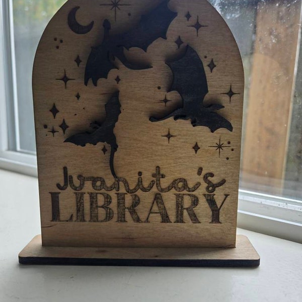 Dragon Personalized Library Sign, My Library Sign, Book Sign, Bookish ...